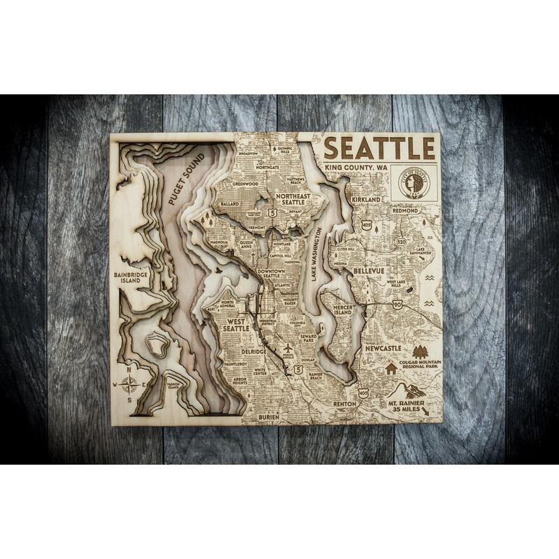 12x14 Seattle Wood Map - Discover Fashion & Craft Essentials: Dresses ...